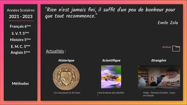 Classe virtuelle - Typhaine - 5ème | Genially