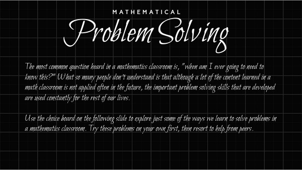 Problem Solving Choice Board