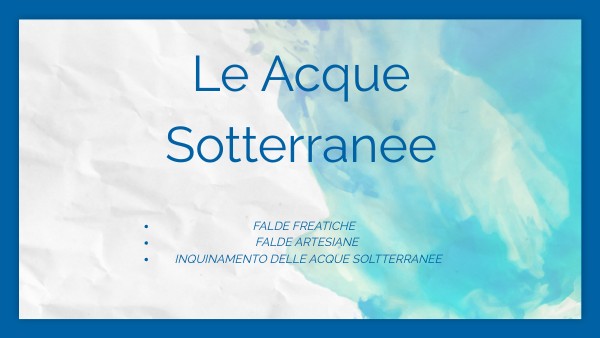 acque sotterranee