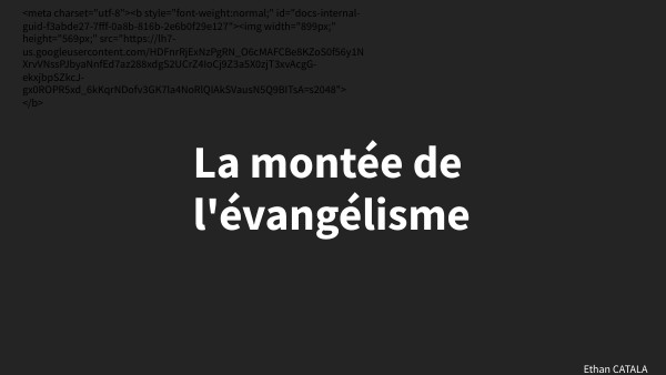 LA montée de l'évangélisme