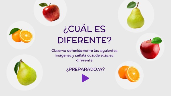 JUEGO ¿CUÁL DE LAS FRUTAS ES DIFERENTE? | Genially