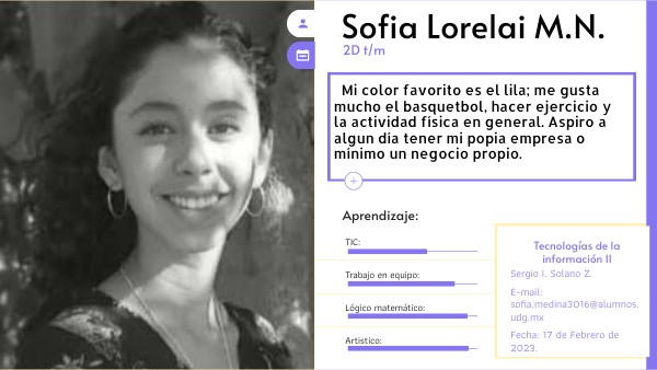 SOBRE MÍ. Sofia Medina 2D t/m