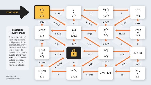 Fractions Review Maze