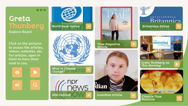 Greta Thunberg Explore Board | Genially