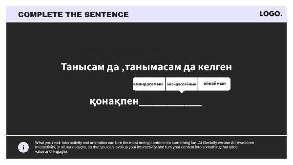 COMPLETE THE SENTENCE | Genially