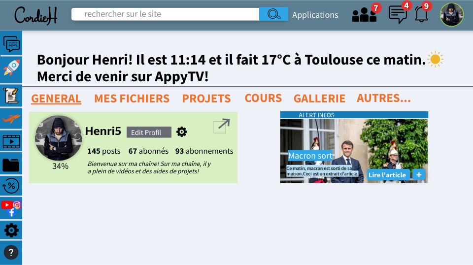 Tableau de bord APPYTV | Genially