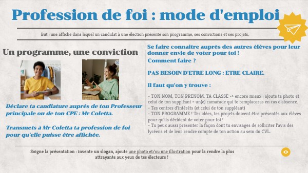 Profession de foi CVL | Genially