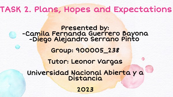 Task 2. Plans, Hopes and Expectations | Genially