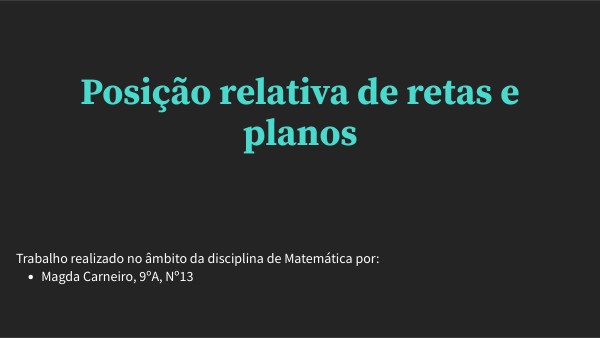 Posição relativa de retas e planos