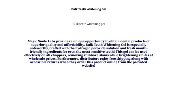 Bulk Teeth Whitening Gel 1258
