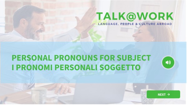 Personal Pronouns for Subject