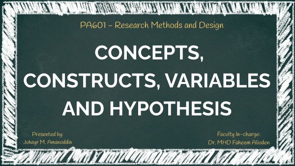 Hypothesis, Concepts, Construct and Variables | Genially