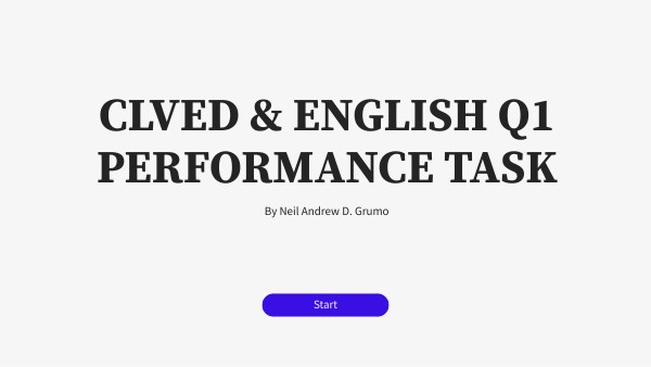 CLVED & ENGLISH Q1 PERFORMANCE TASK | Genially