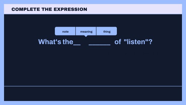 Complete the expressions - classroom language beginners