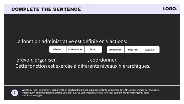 COMPLETE THE SENTENCE | Genially