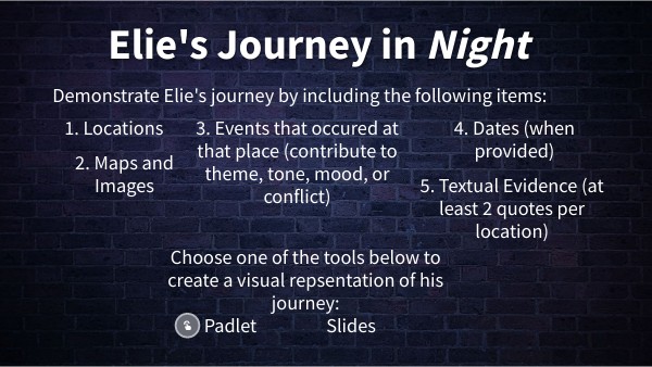 Night: Elie's Journey Assignment