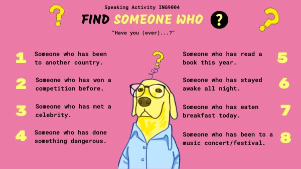 ING9004 Find Someone Who | Genially