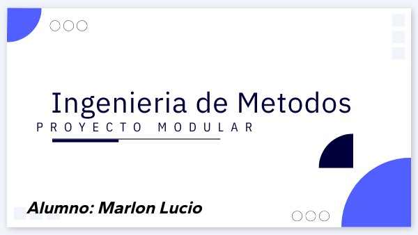 Ingenieria de metodos Proyecto Modular. | Genially