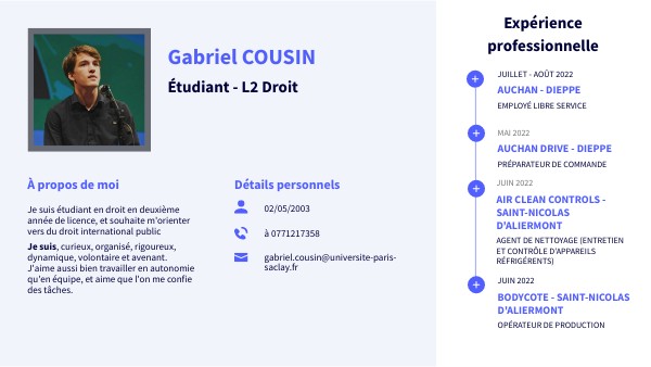 Cousin Gabriel CV | Genially
