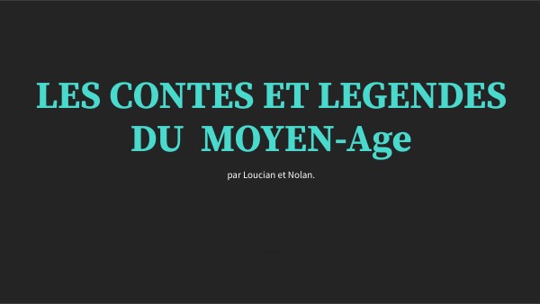 Conte et légende du MoyenÂge