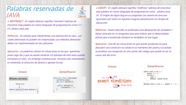 Palabras reservadas JAVA