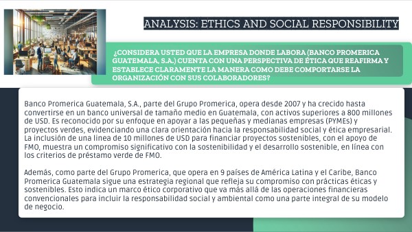 Analysis: Ethics and social responsibility | Genially