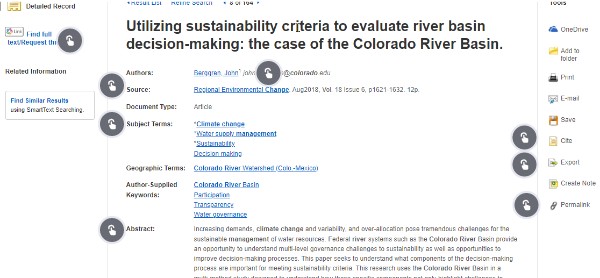 Interactive Detailed Record in EBSCO
