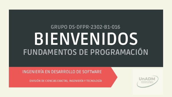 Bienvenida Fundamentos de Programación