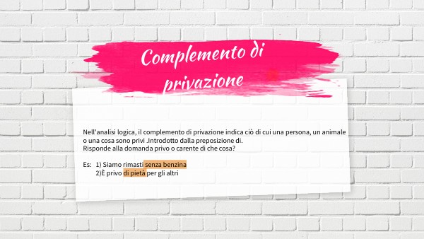complemento di privazione. | Genially