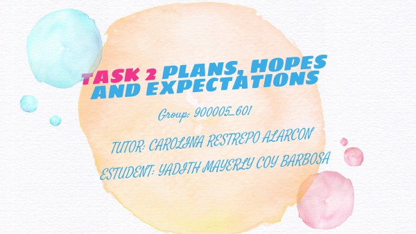 Task 2. Plans, Hopes and expectations