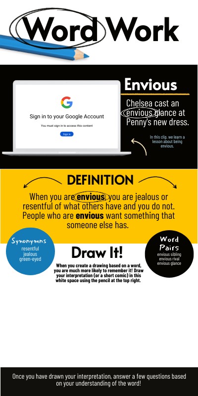 6th - Word Work Wednesday - Envious - #10 | Genially