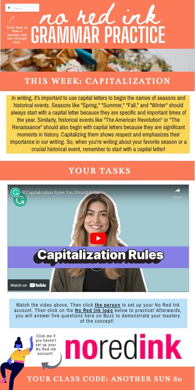 6th Grade No Red Ink - Capitalization | Genially