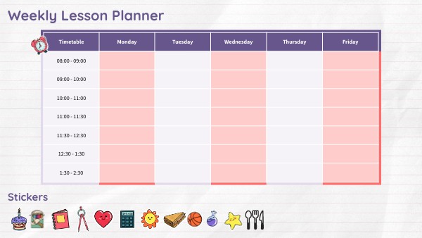 WEEKLY LESSON PLANNER | Genially