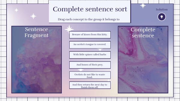 Complete sentence sort