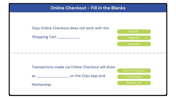 Online Checkout Fill in the Blanks