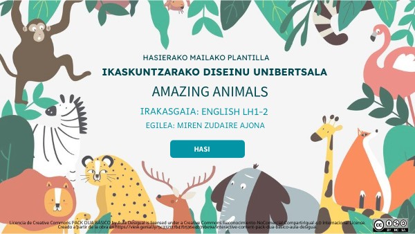 Euskera - DUA Inicial - amazing animals - mza | Genially