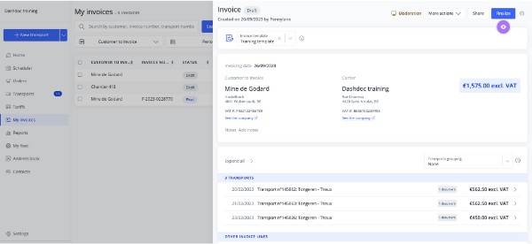 Finalize the invoice