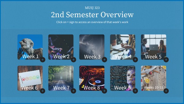 MUSJ 323 Semester Overview | Genially