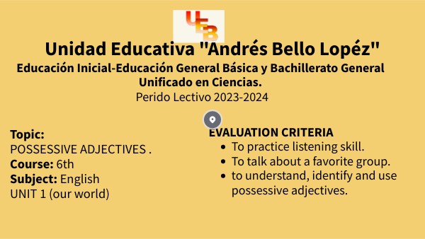 lesson 3 UNIT 1 (6th) | Genially