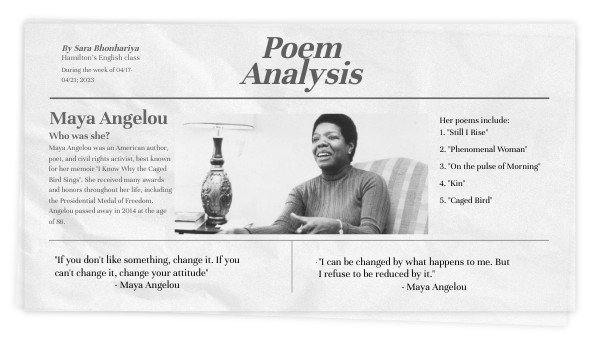Maya Angelou Poem Analysis | Genially
