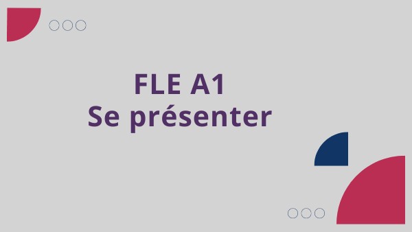 FLE A1 Se présenter