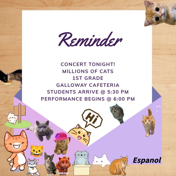 1st Grade Concert Reminder