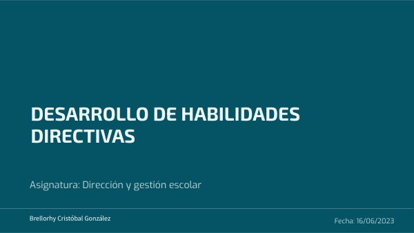 Desarrollo de Habilidades Directivas