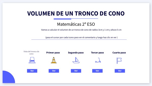 Cálculo del volumen del tronco de cono | Genially