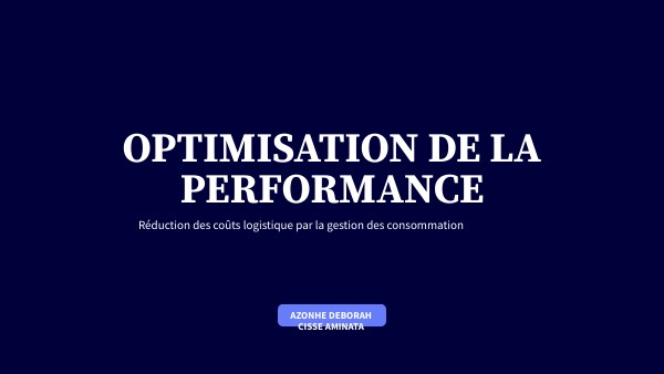 OPTIMISATION DE LA PERFORMANCE