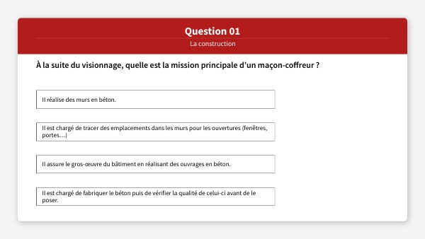 Quiz - La construction | Genially