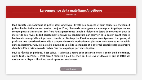 Escape Game - Exercice 3 : La vengeance de la maléfique angelique