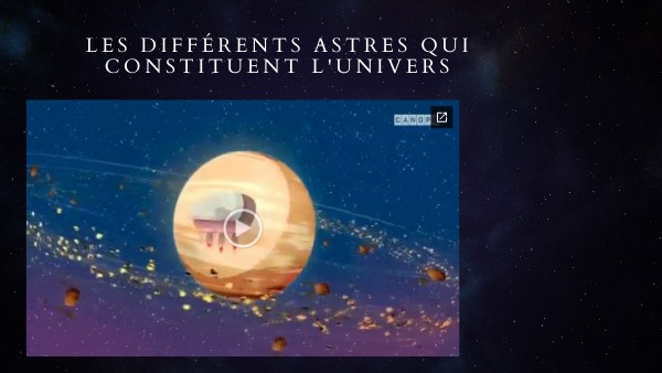 différents astres dans L'univers
