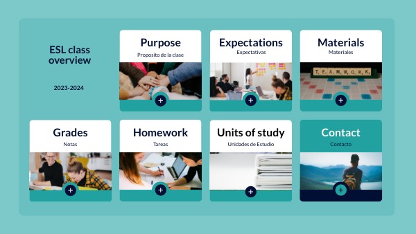 ESL class overview/Syllabus | Genially