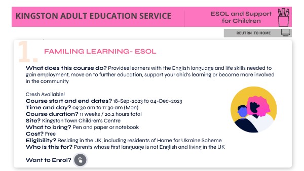 FAMILING LEARNING- ESOL